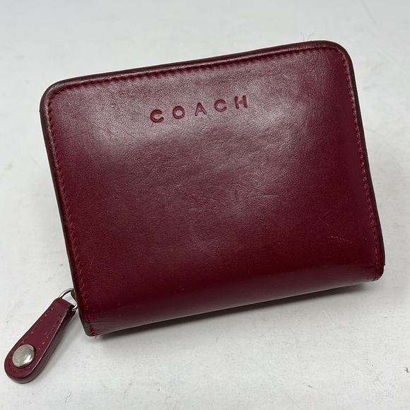 Coach | Bags | Vintage Coach Bi Fold Zip Wallet Burgundy Genuine ...